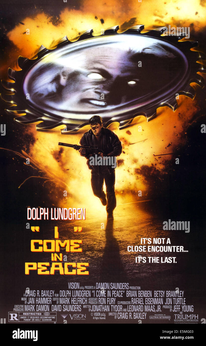 Je viens en paix, Dolph Lundgren sur l'affiche, 1990, ©Triumph Films ...