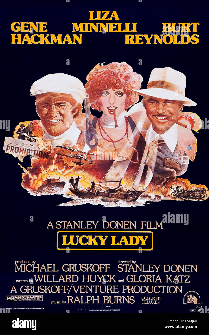 LUCKY LADY, l-r : Gene Hackman, Liza Minnelli, Burt Reynolds sur l ...