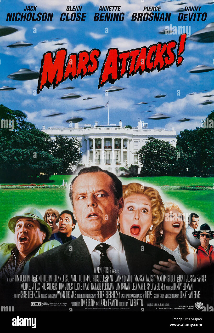 MARS ATTACKS !, US poster art, de gauche à droite : Danny DeVito, Sarah ...