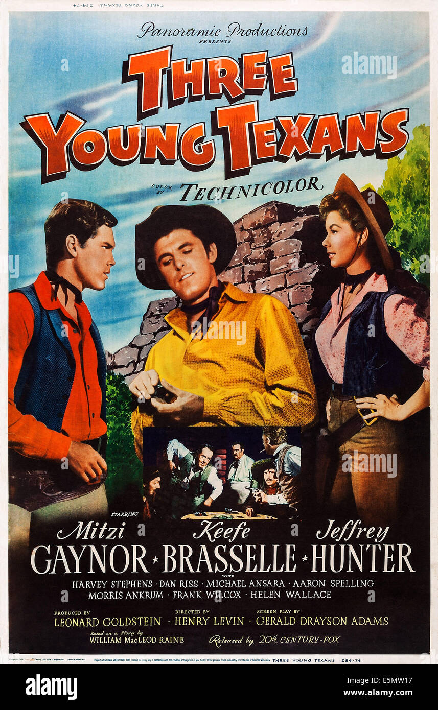 Trois jeunes TEXANS, l-r : Jeffrey Hunter, Keefe Brasselle, Mitzi ...