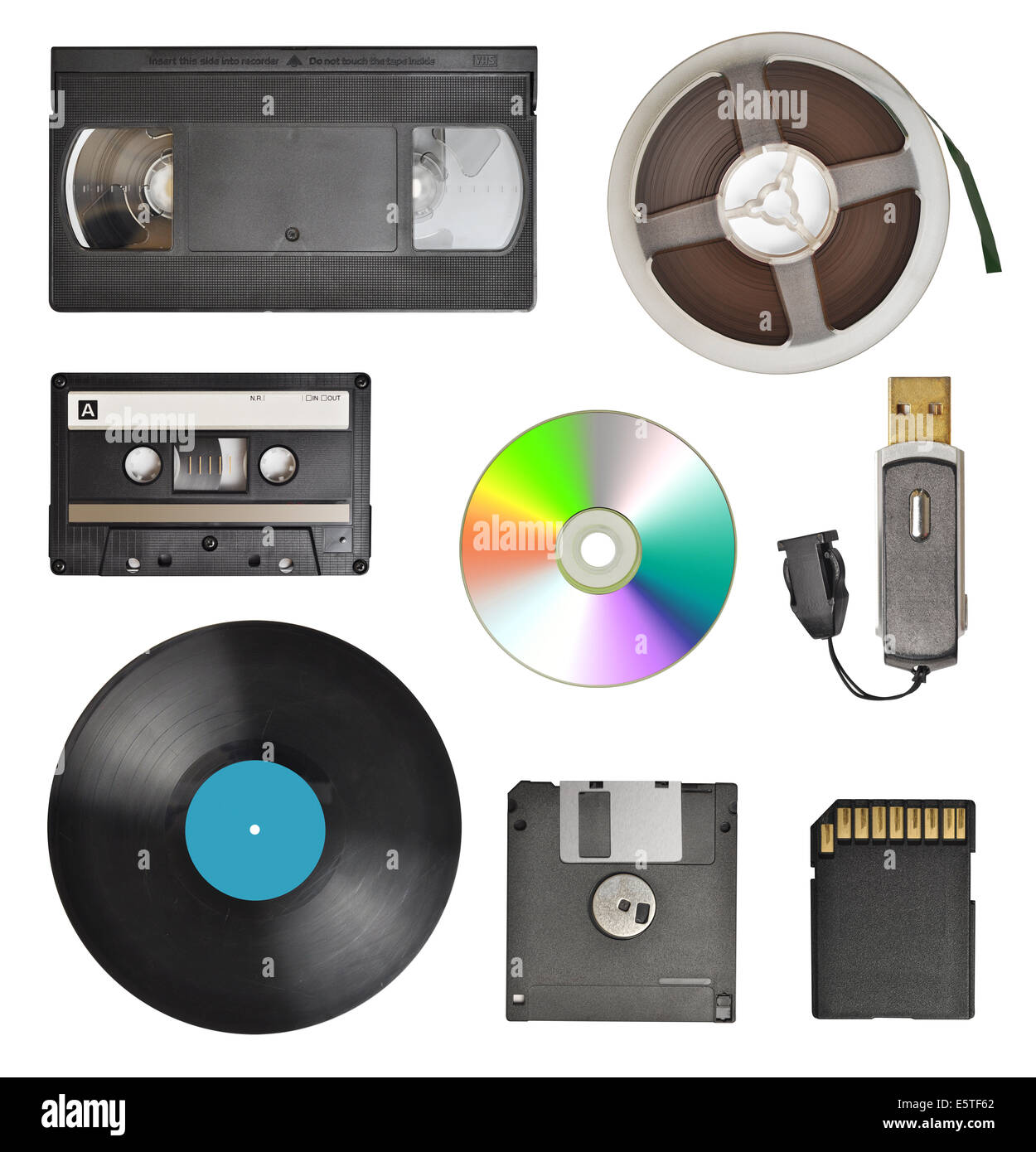 Variété de périphérique de stockage isolé sur fond blanc Photo Stock ...