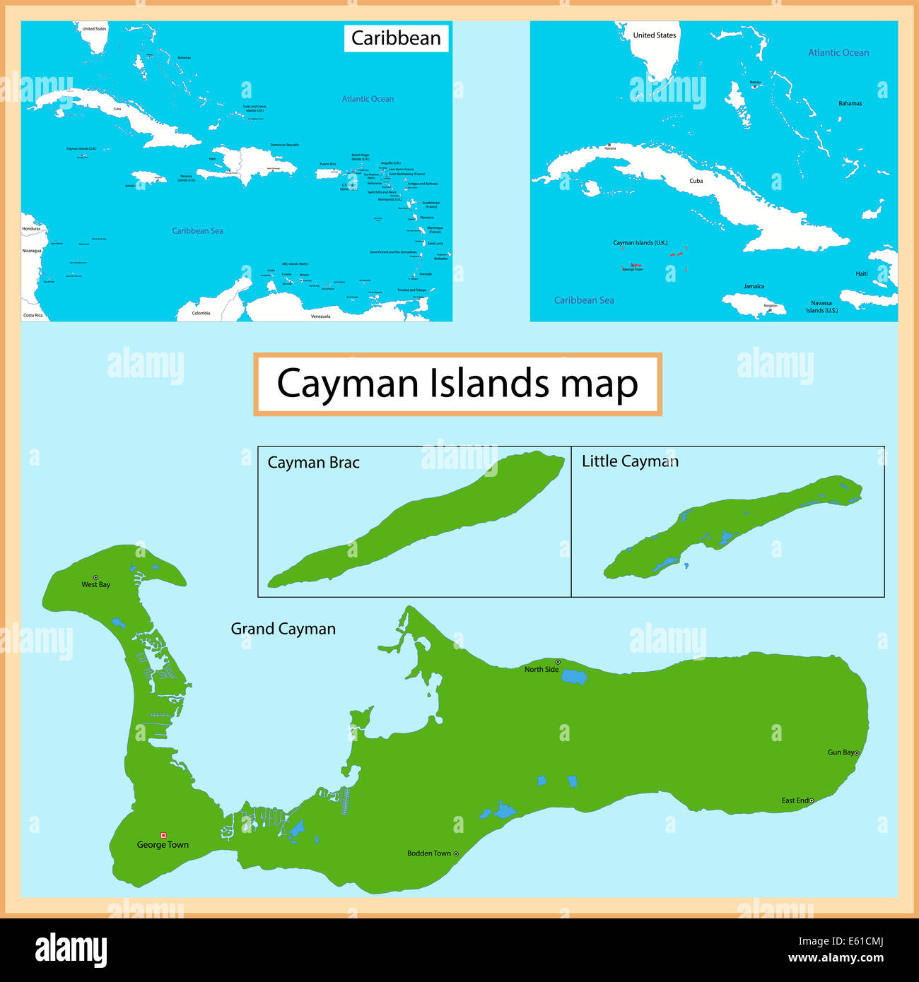 Carte des îles Caïmans Photo Stock - Alamy