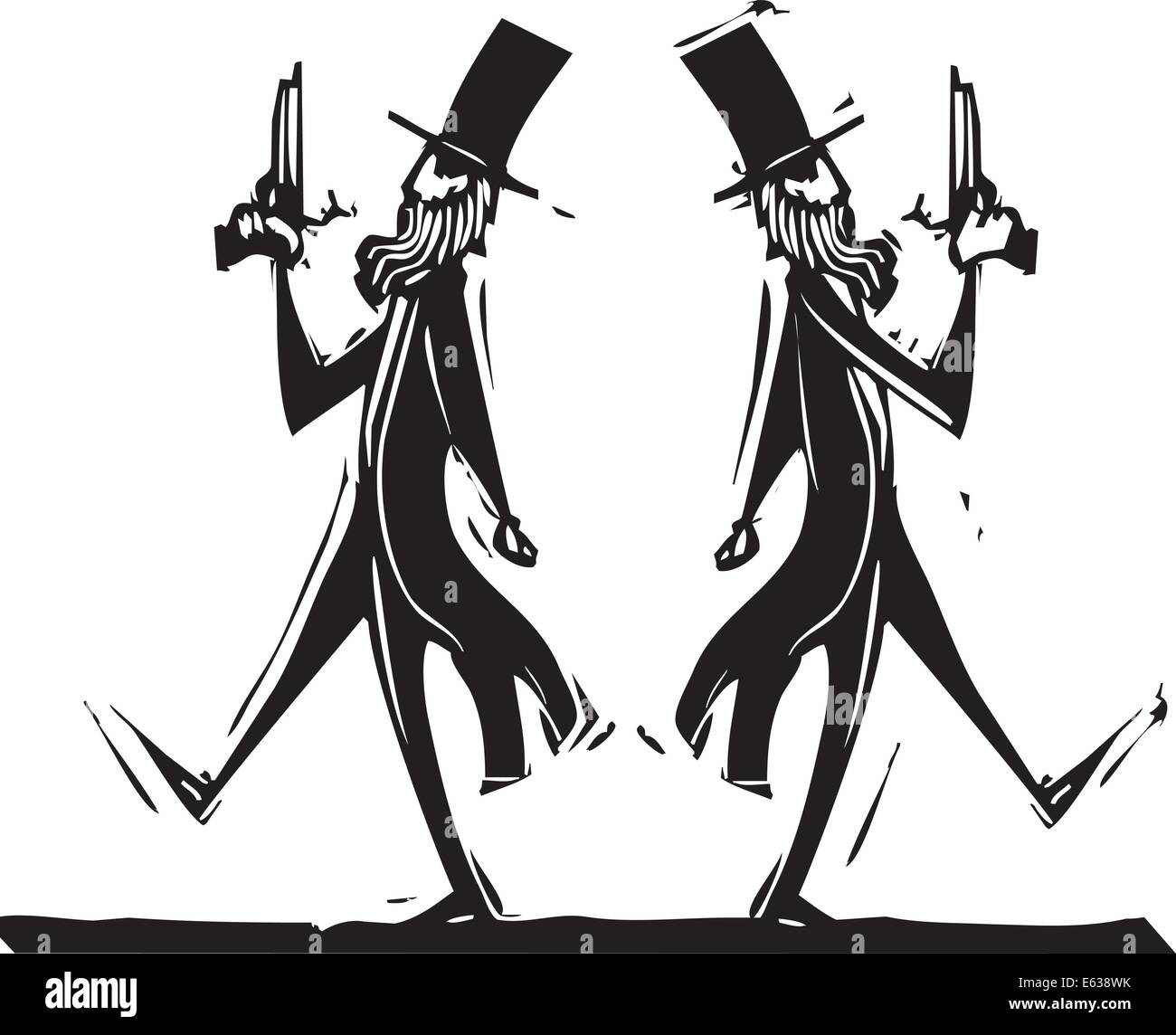 Duel avec pistolet Banque d'images vectorielles - Alamy