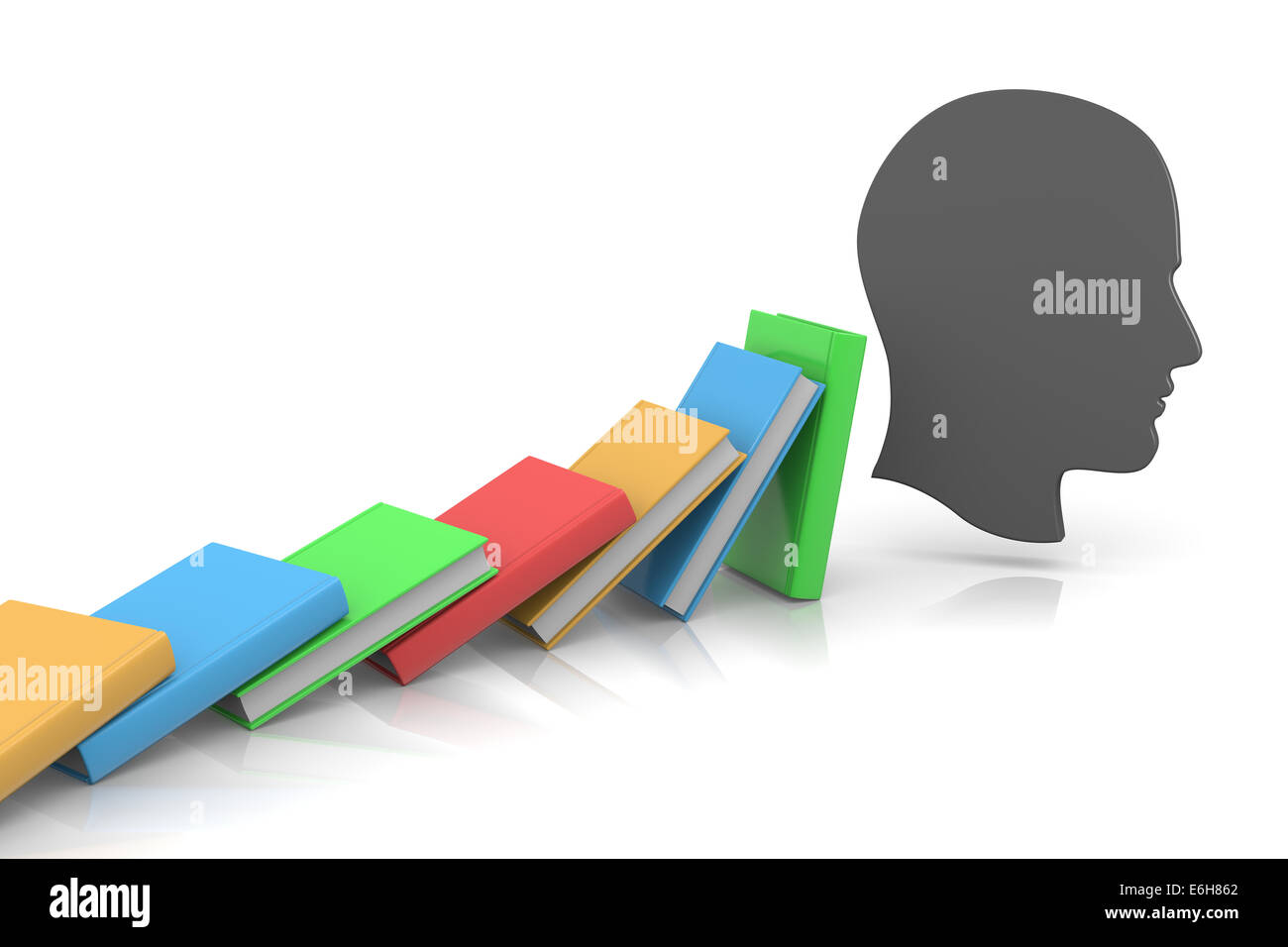 Livres colorés alignés tels que Domino et tête humaine Chemin ...