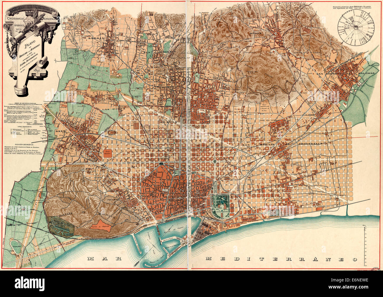 Vintage map of barcelona Banque de photographies et d’images à haute ...