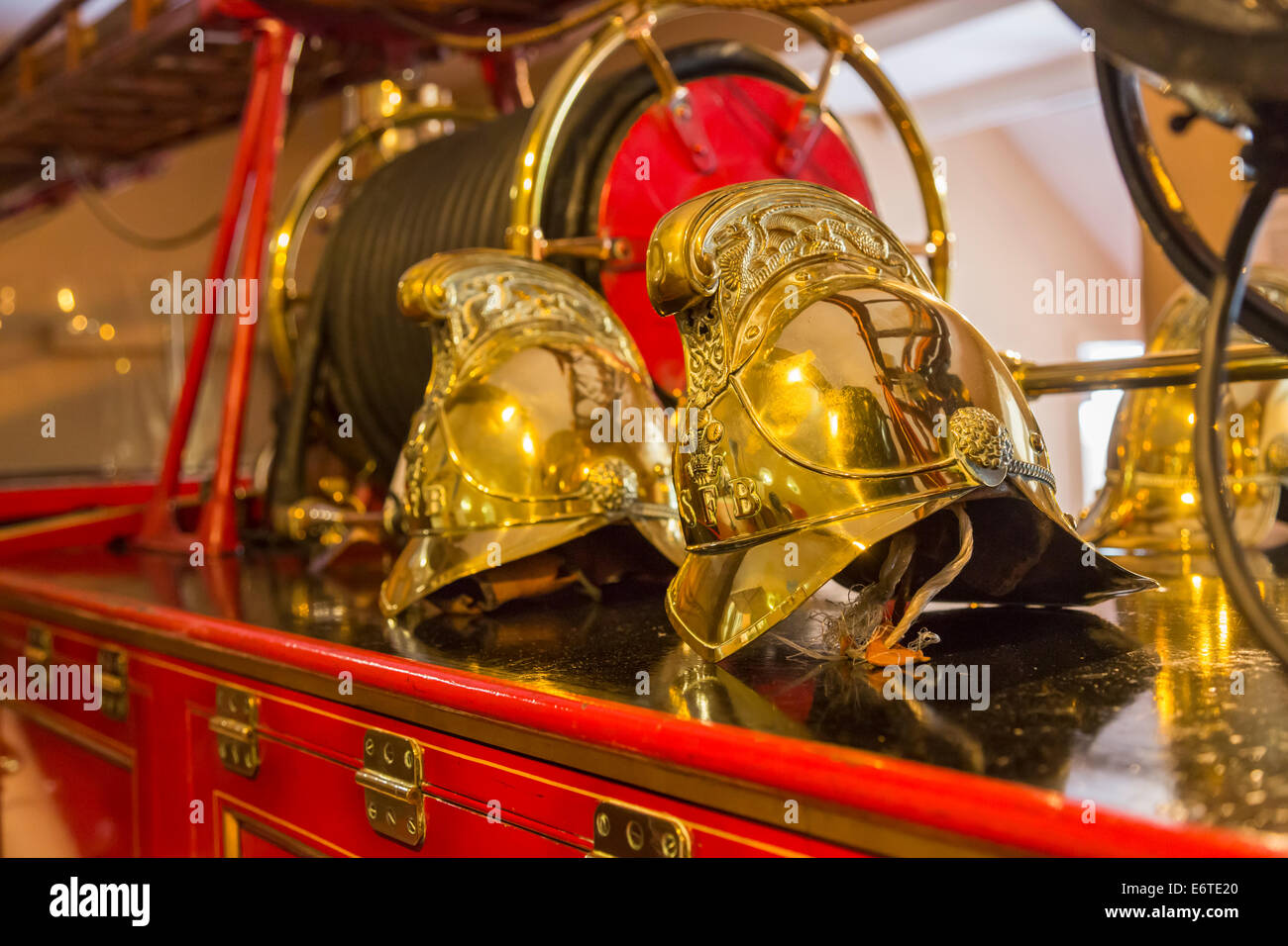 Détail de vintage rouge traditionnel de pompiers à Sandringham House ...