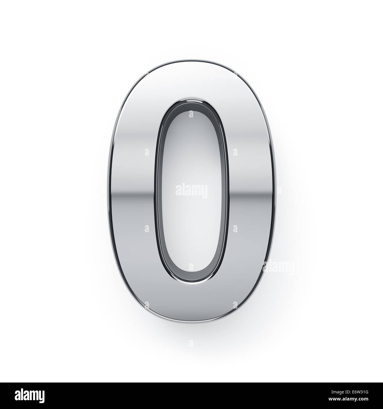 3D render of metallic chiffre zéro symbole - 0. Isolé sur fond blanc ...
