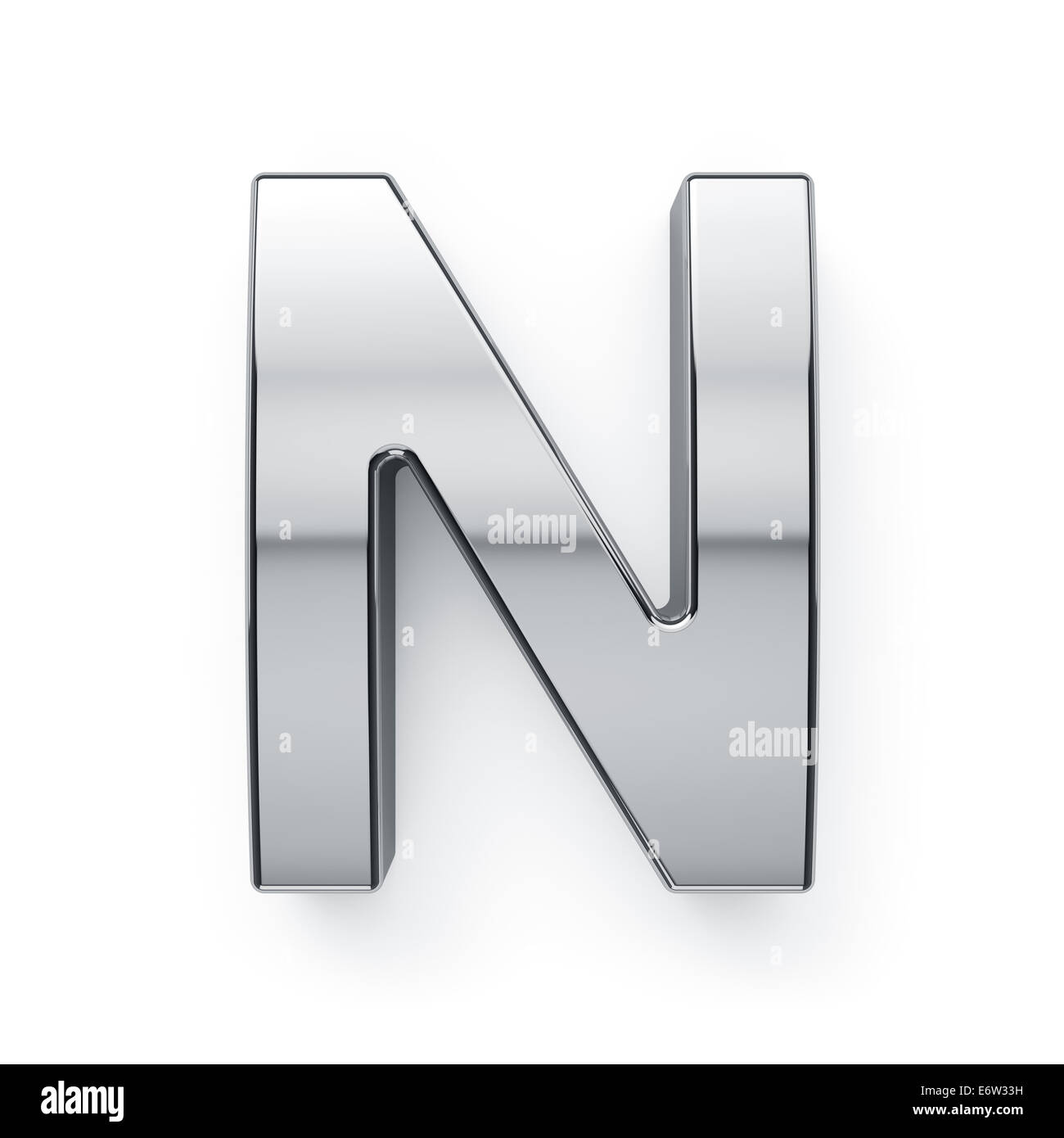 3D render of metallic lettre alphabet symbole - N. isolé sur fond blanc ...