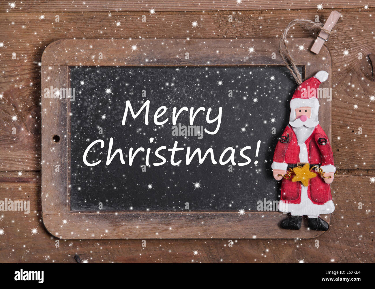 Tableau avec Joyeux Noël message , le père Noël et des flocons de neige ...