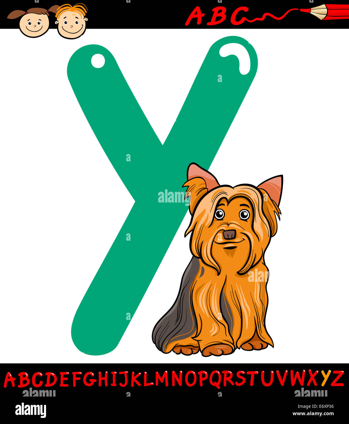 Cartoon Illustration de la lettre Y de l'Alphabet avec Yorkshire ...