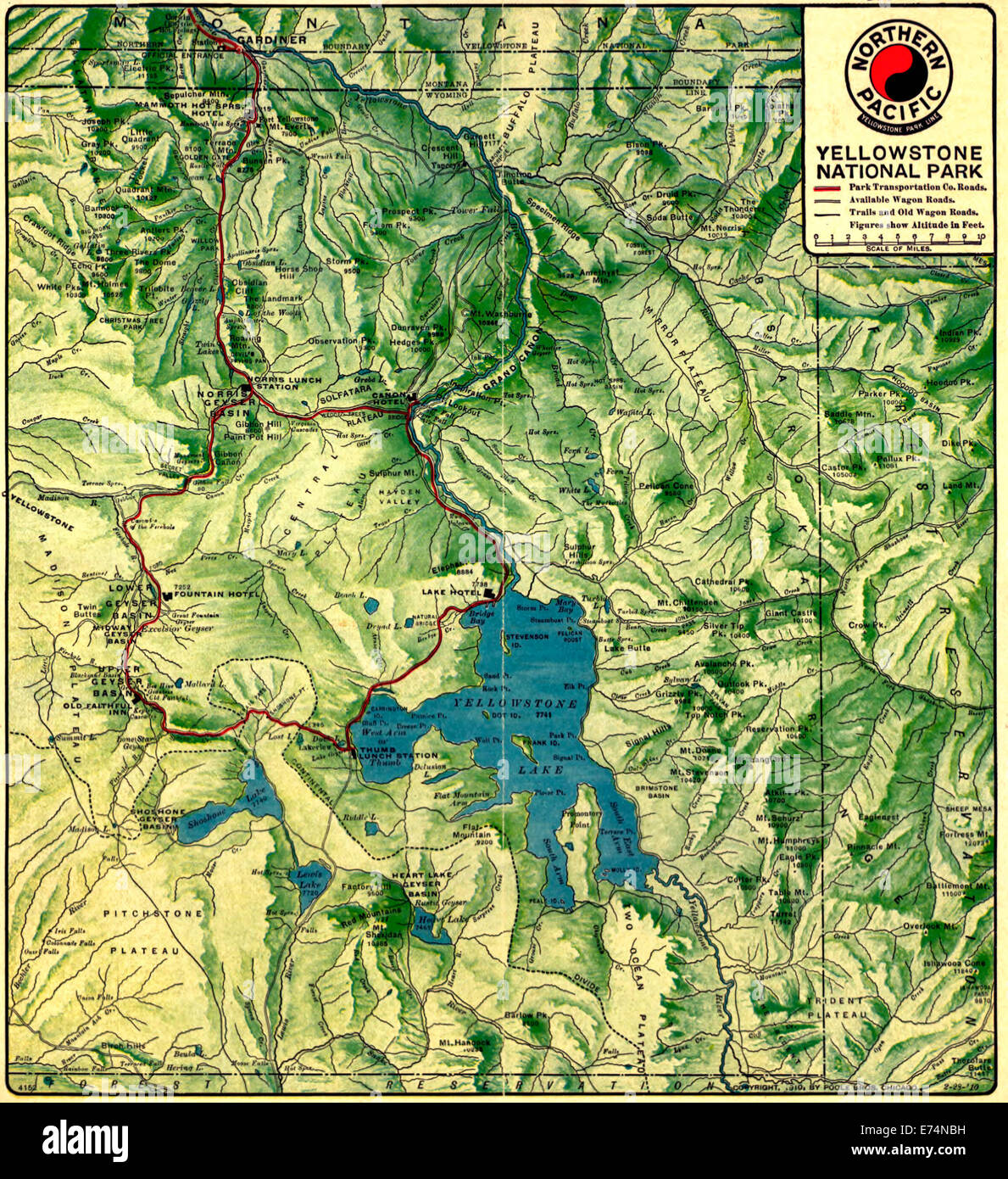 Carte du parc national de yellowstone Banque de photographies et d ...