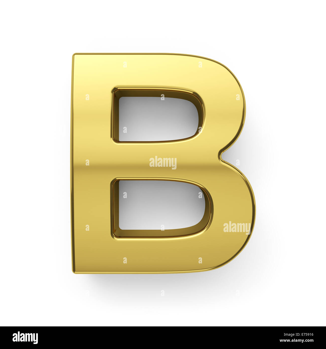 3D render of golden lettre alphabet simbol - B. isolé sur fond blanc ...