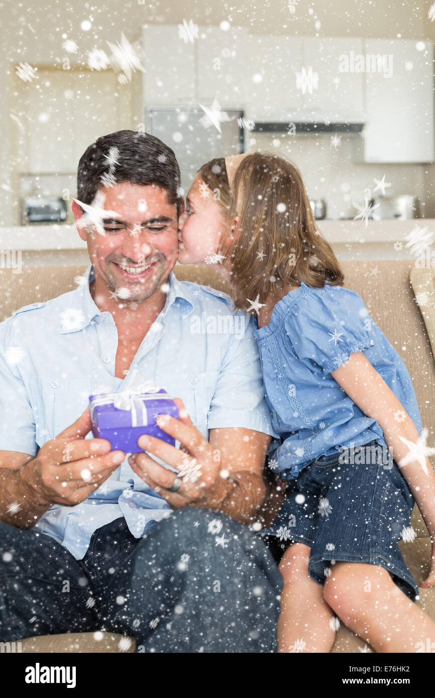 Father Daughter Home Father Kissing Banque De Photographies Et Dimages