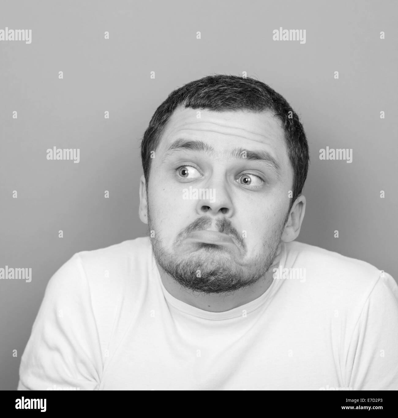 Bonhomme blanc perplexe Banque d'images noir et blanc - Alamy