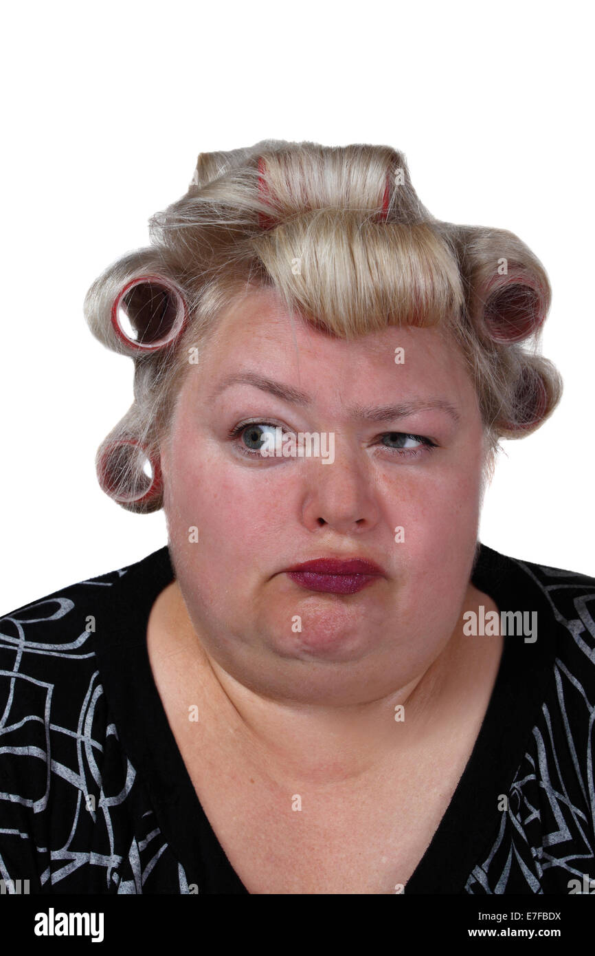 Femme avec un sceptique de l'expression du visage. Portrait isolé sur ...