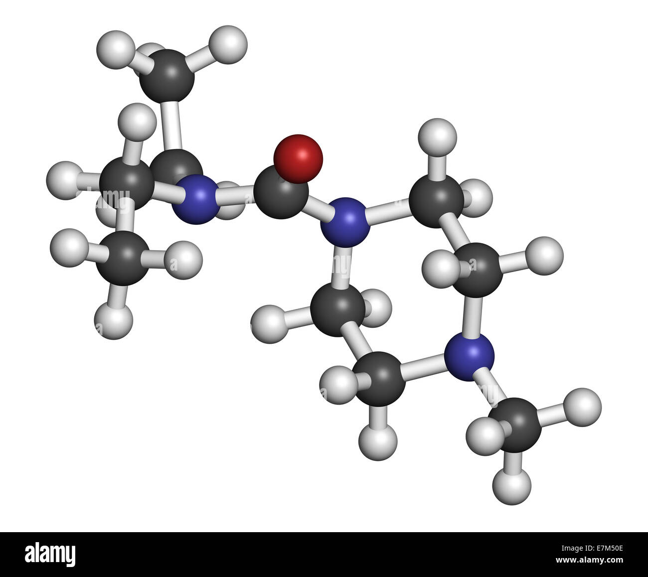 Molécule anthelminthique Diethylcarbamazine. Les atomes sont ...
