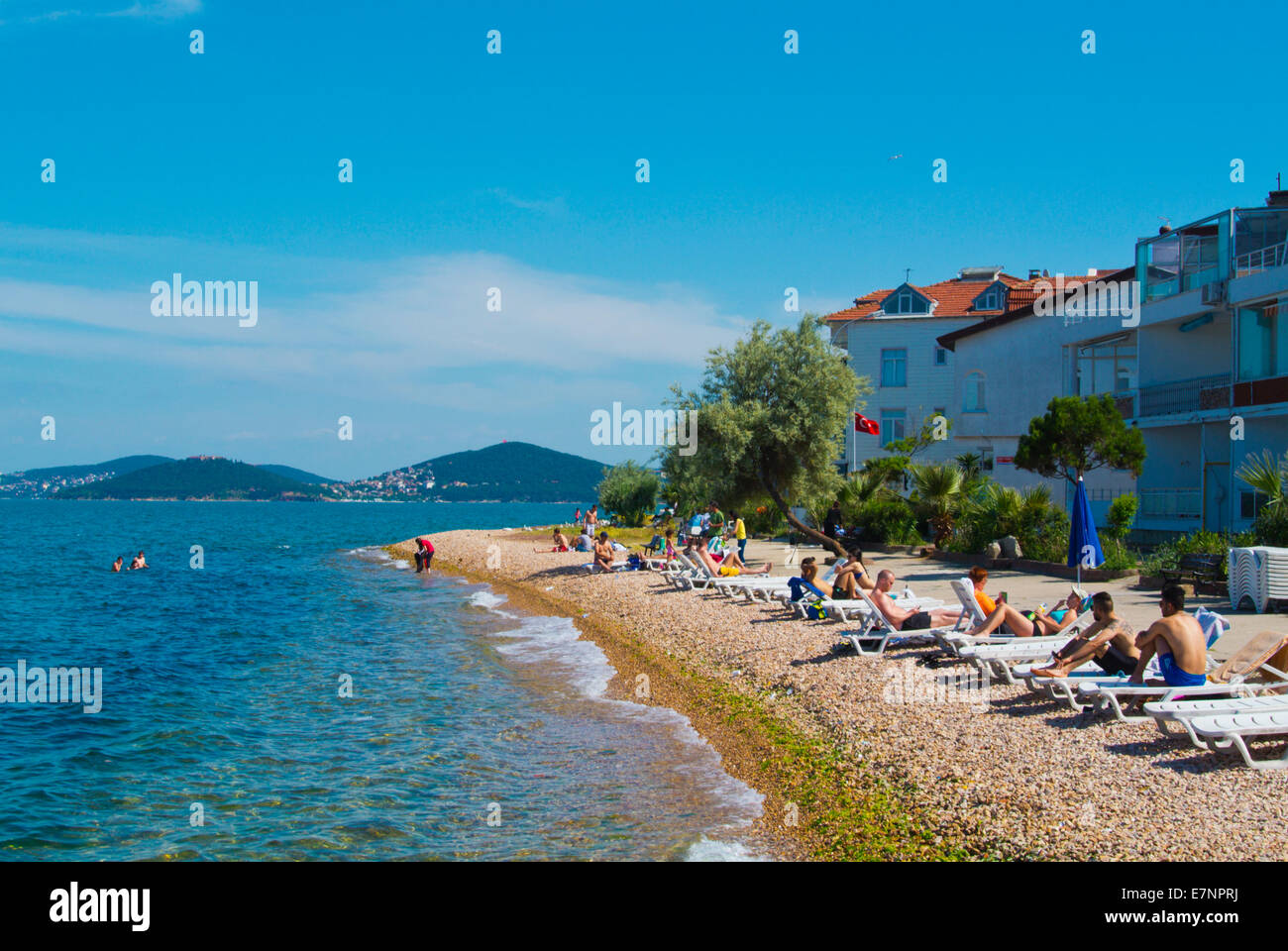 Plage, Ville Kinaliada, Adalar les Princes Îles, Mer de Marmara ...
