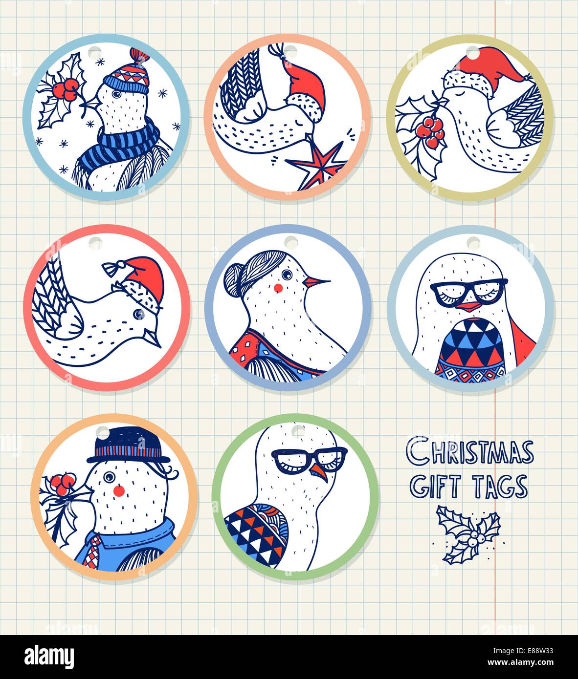 Carte de noël oiseaux cadeau père noël Banque de photographies et d ...