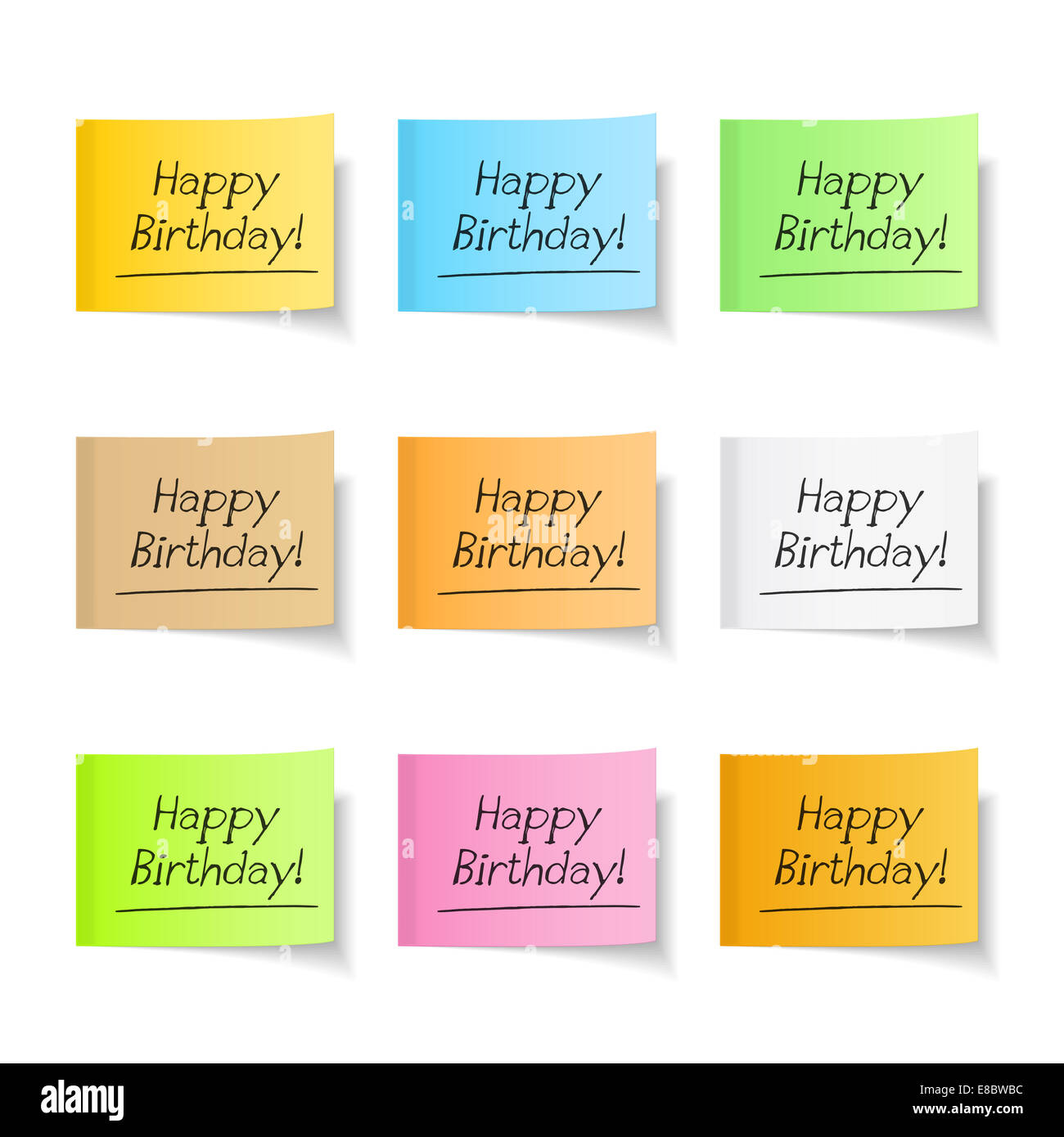 Joyeux anniversaire félicitations sur sticky notes Photo Stock - Alamy