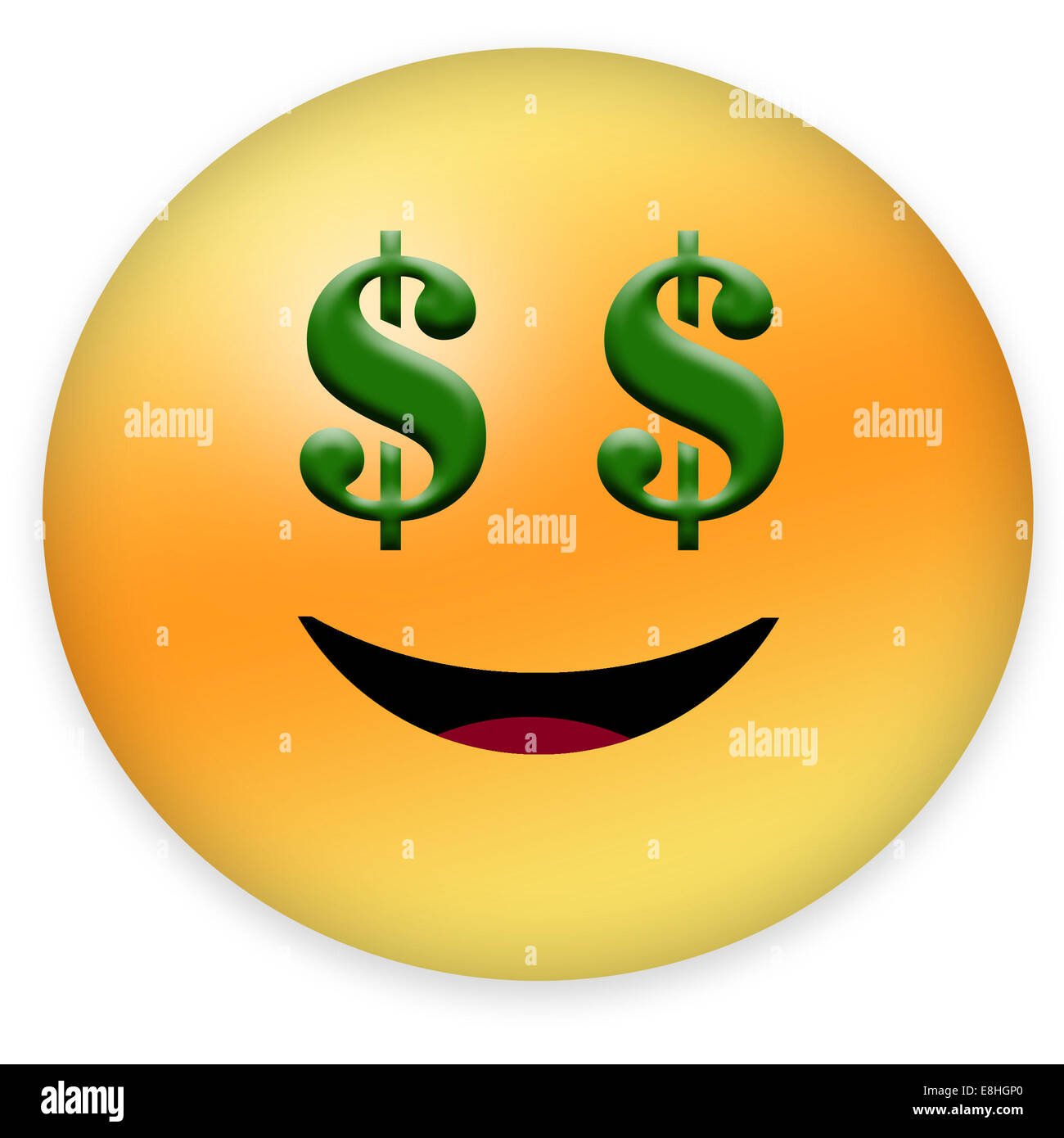 Heureux émoticône avec signe dollar exprimant la chance Photo Stock - Alamy