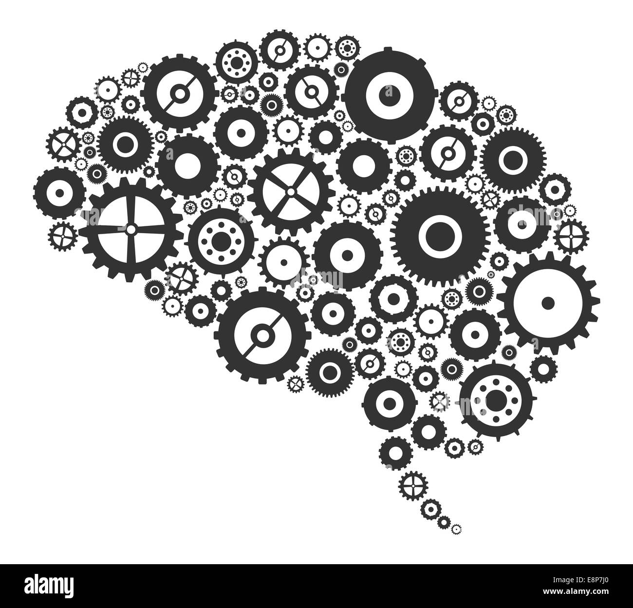 Section du cerveau faite de rouages et d'engrenages Photo Stock - Alamy