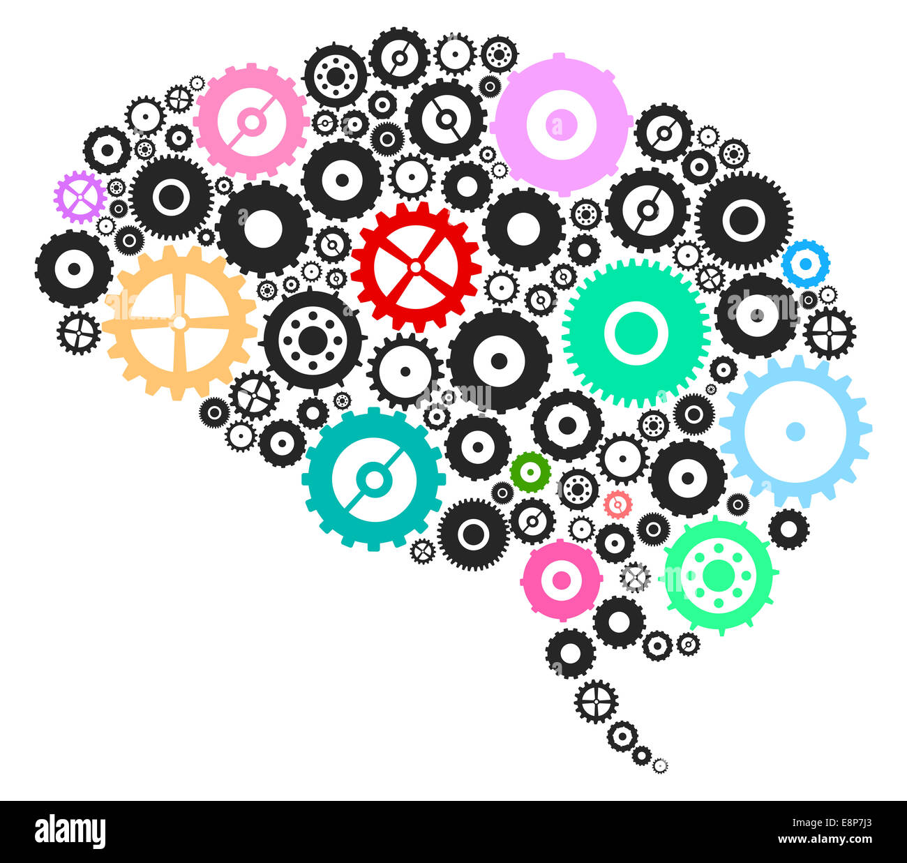 Section du cerveau faite de rouages et d'engrenages Photo Stock - Alamy