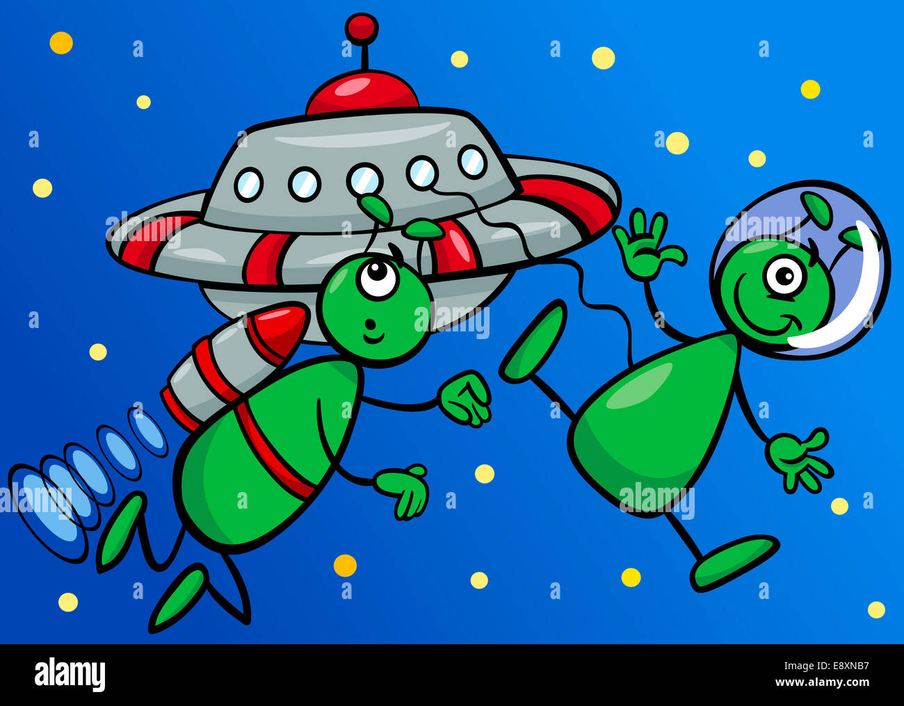 Cartoon Illustration de deux étrangers ou caractères martiens dans l ...
