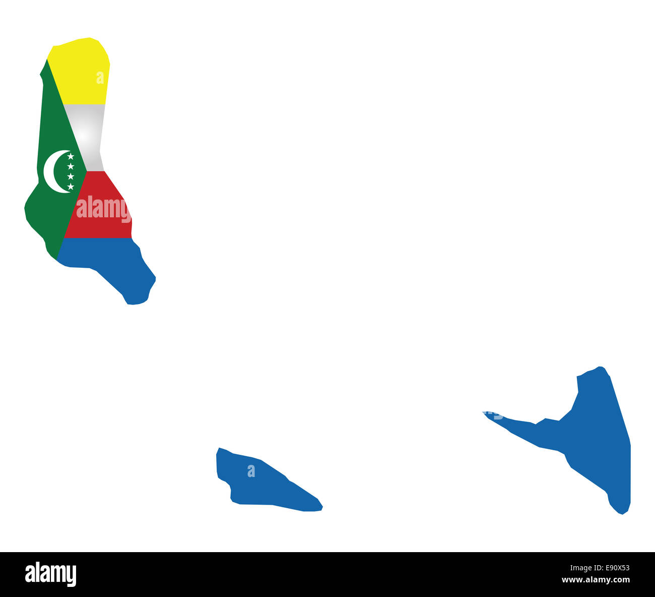 Drapeau de l'Union des îles Comores, superposée sur une carte Photo ...