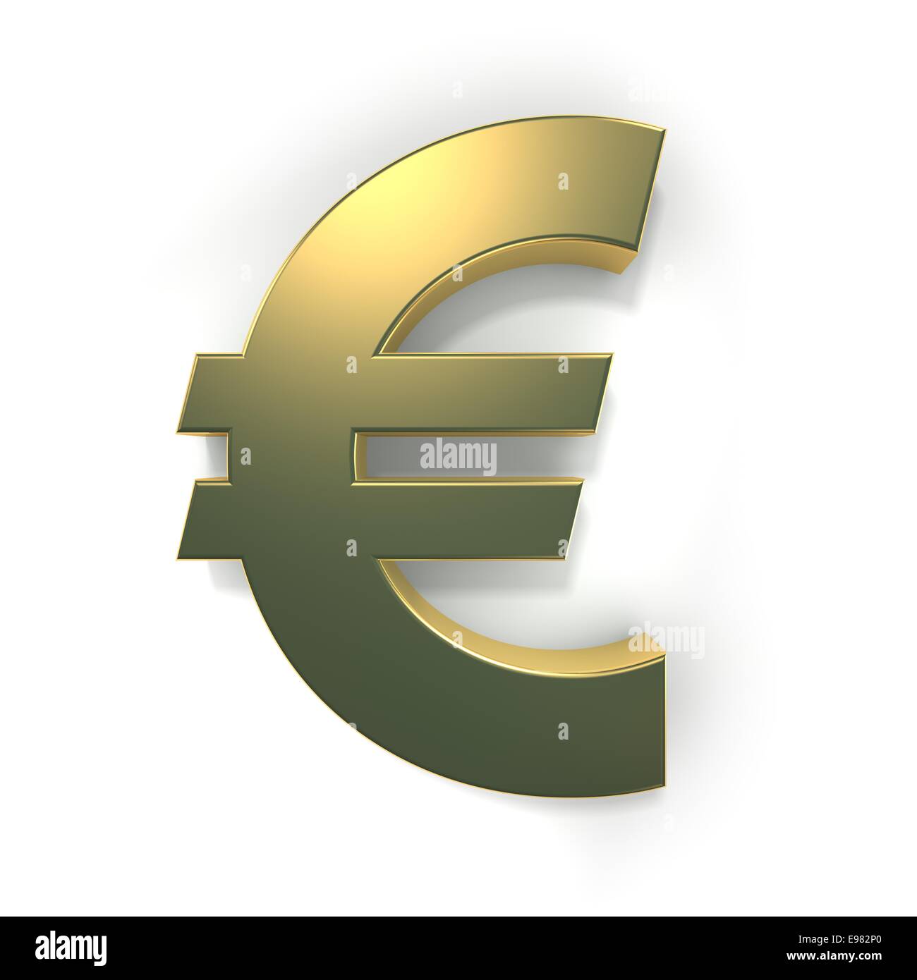 Signe Euro métallique doré sur fond blanc Photo Stock - Alamy