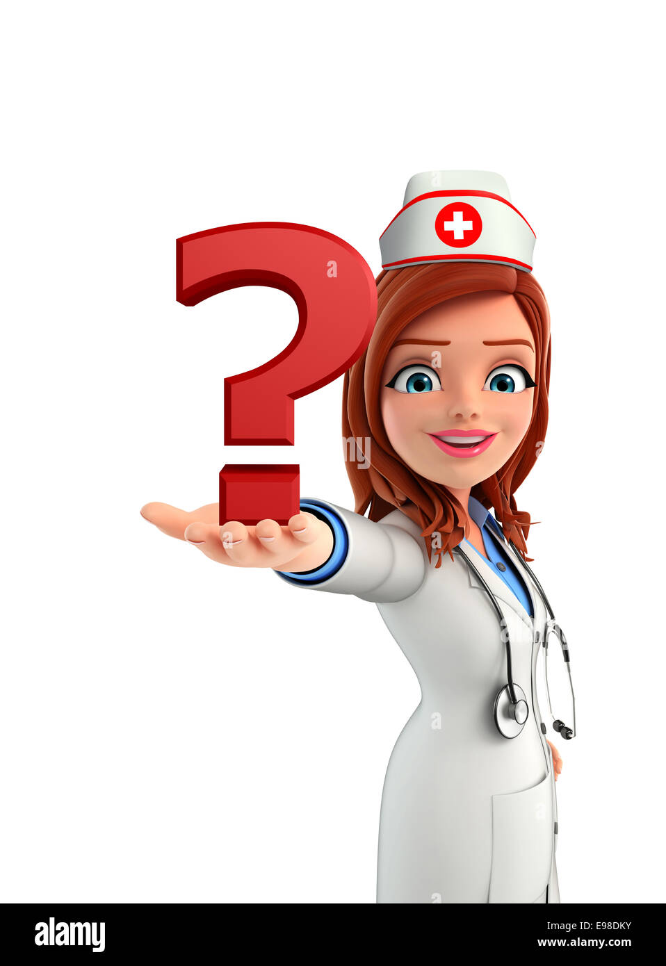 Personnage de l'infirmière avec un point d'interrogation Photo Stock ...