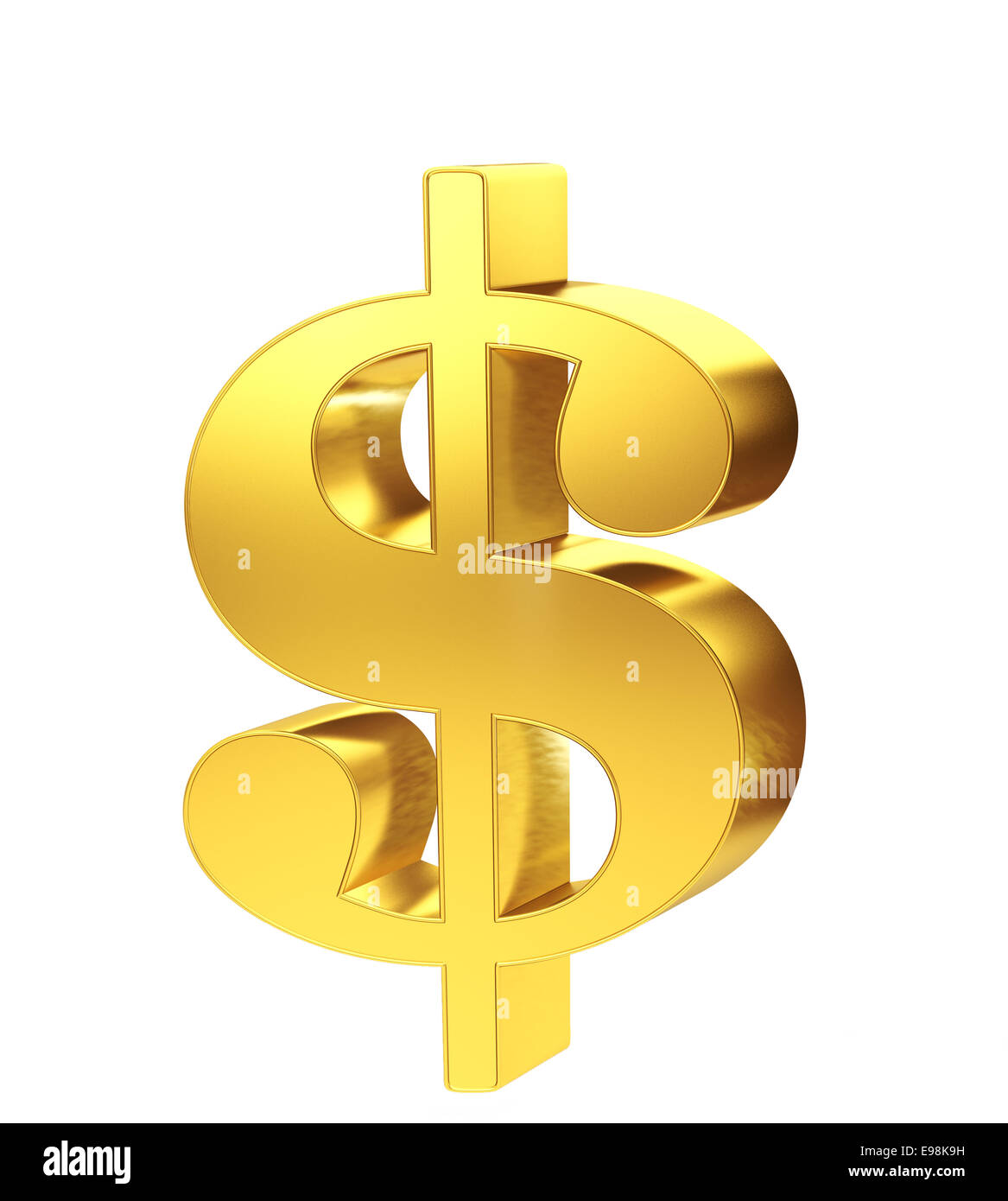 Signe du dollar en or. 3d gold signe dollar avec éclat métallique ...