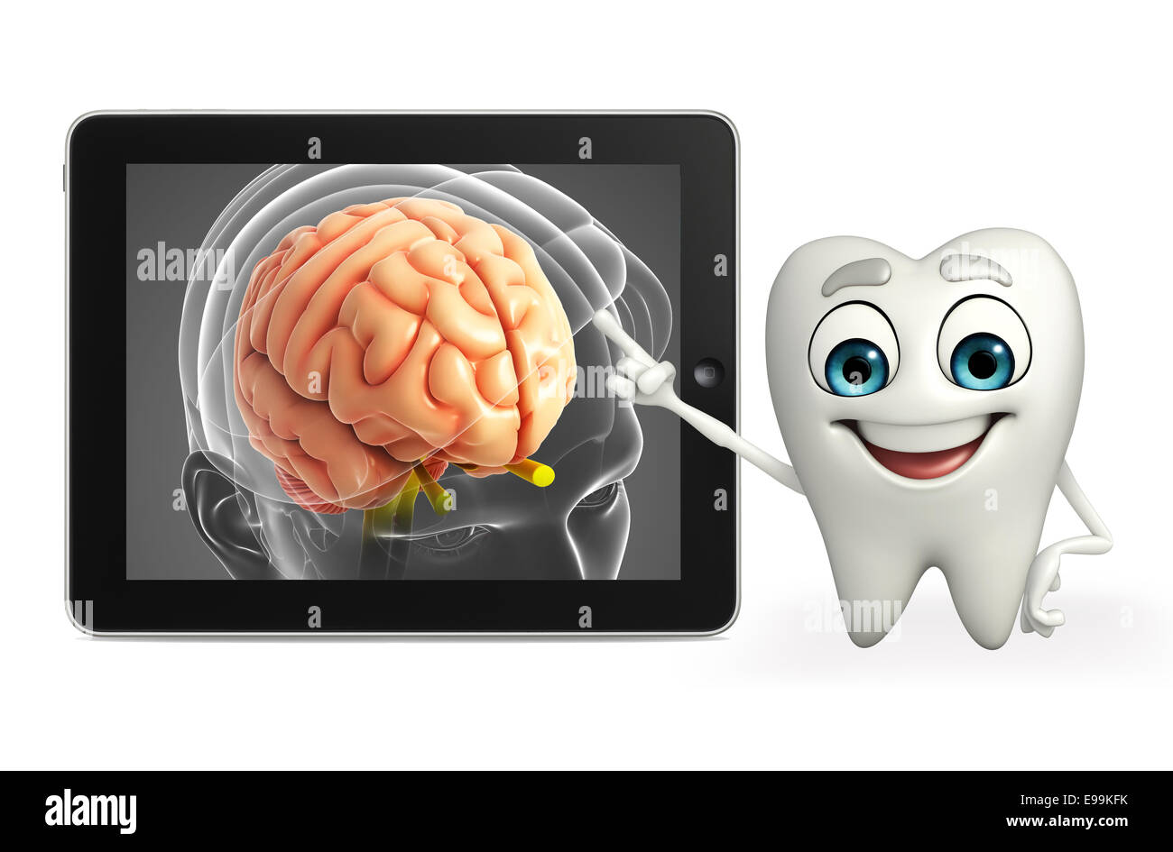Personnage de dents avec l'anatomie du cerveau Photo Stock - Alamy