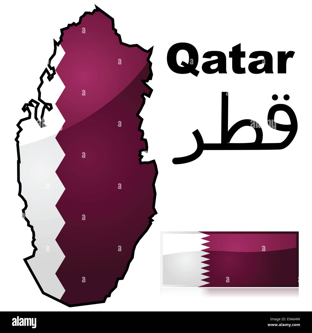 La carte et le drapeau du Qatar Photo Stock - Alamy