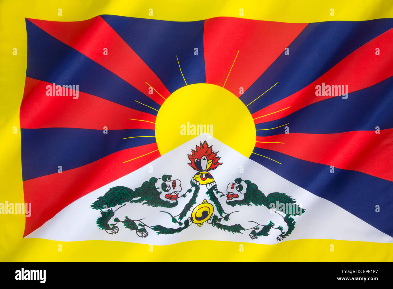 Le drapeau du Tibet - lion des neiges - Drapeau Drapeau Tibet libre ...