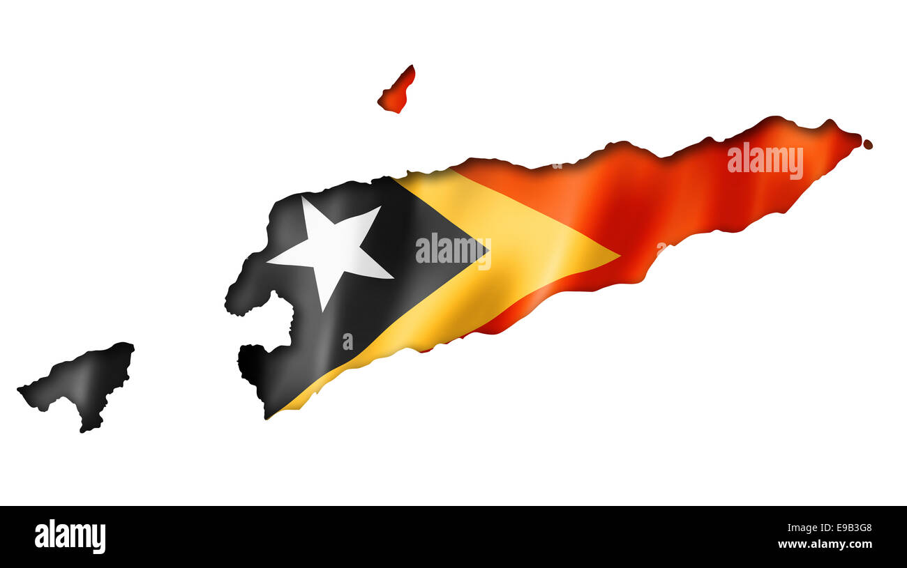 Drapeau du Timor oriental la carte en trois dimensions, render ...