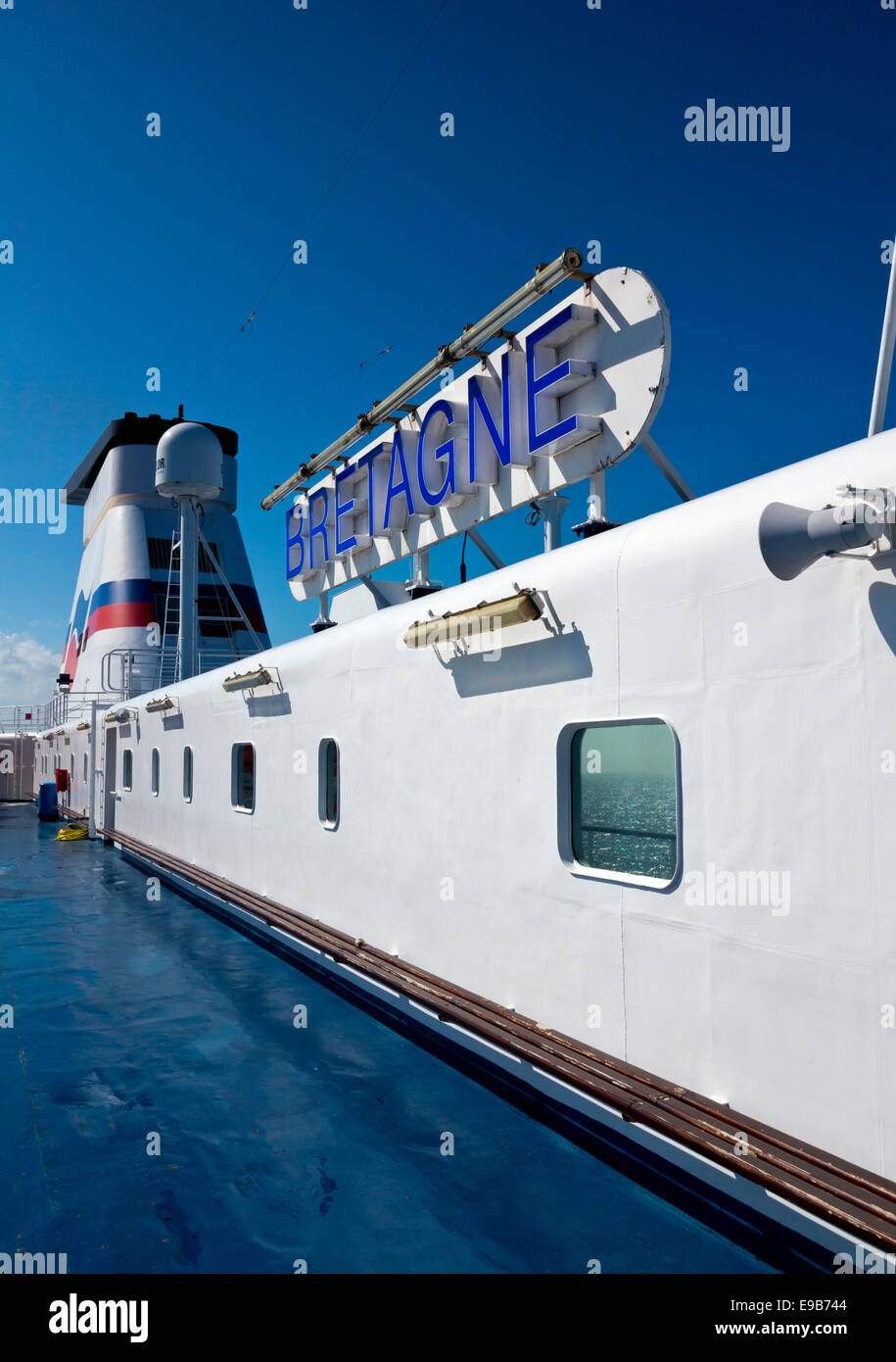 Entonnoir et plate-forme supérieure de la MV Bretagne un passager ...