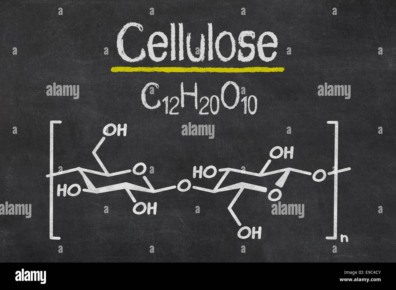 Tableau noir avec la formule chimique de la cellulose Photo Stock - Alamy