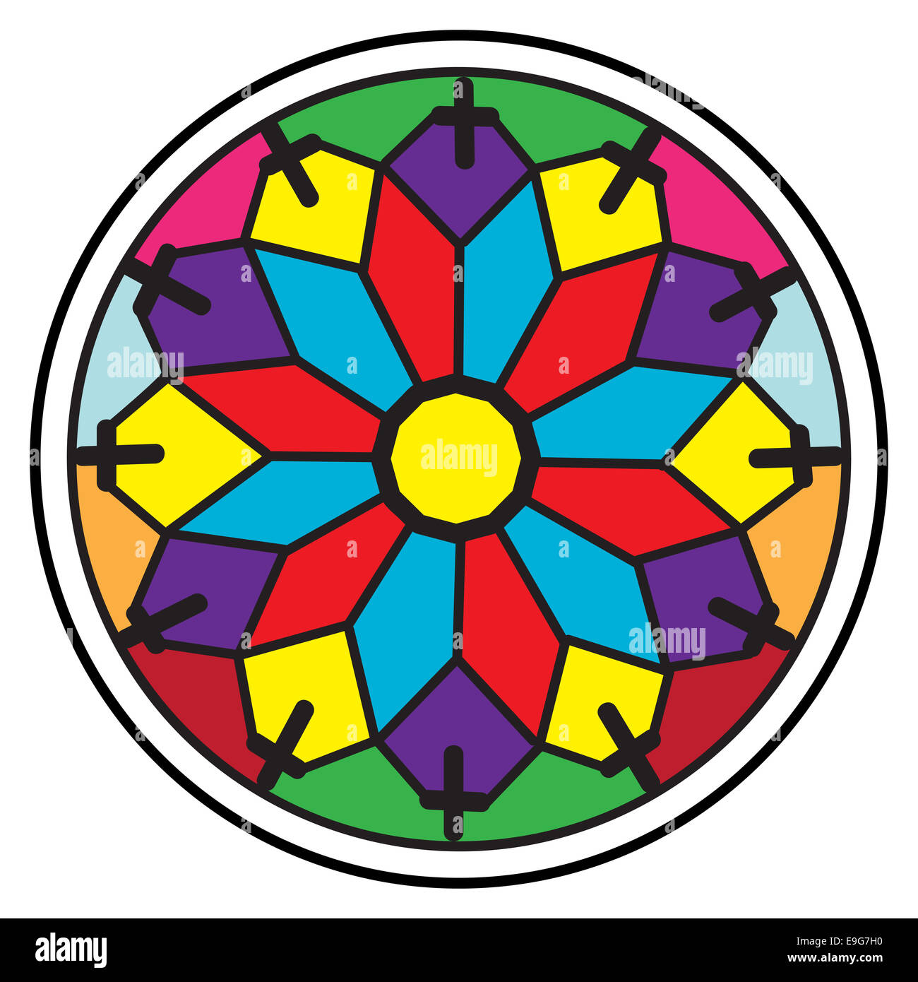 Stained glass rosace window Banque d'images détourées - Alamy