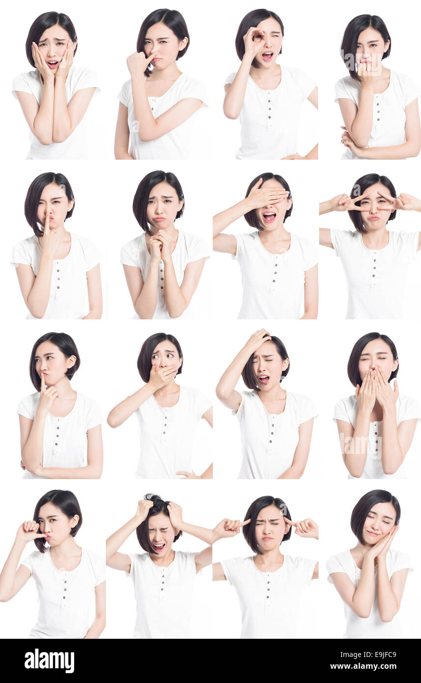 Woman different facial expression Banque de photographies et d’images à ...