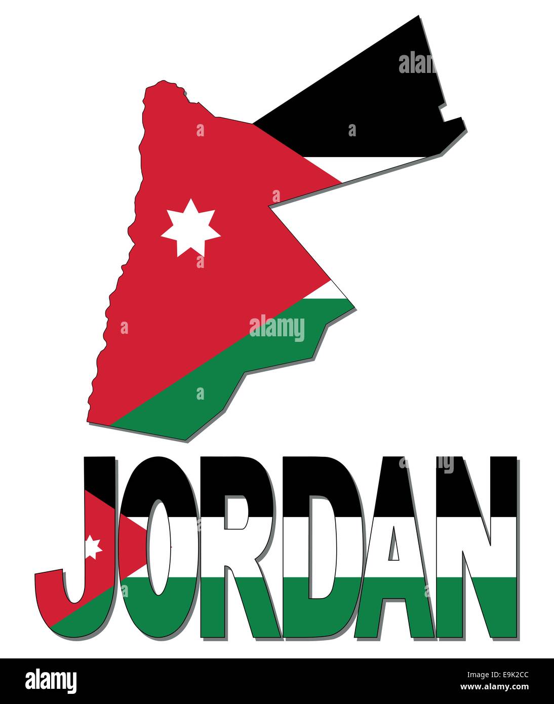 La Jordanie carte drapeau et texte illustration Image Vectorielle Stock ...