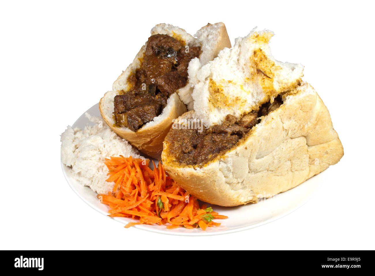 Sud-africain traditionnel mutton bunny chow avec carotte et coriandre ...