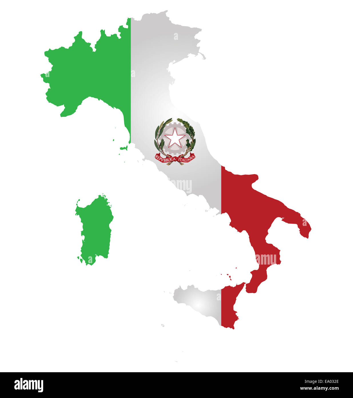 Drapeau et d'armoiries de la République italienne en superposition sur ...