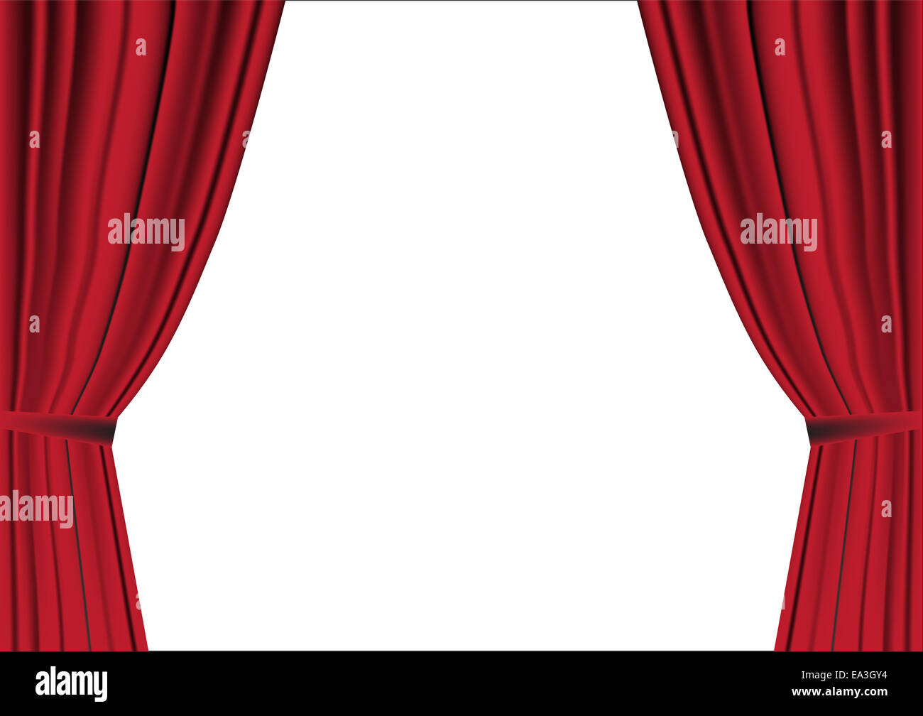 Rideau rouge ouvert sur blanc Photo Stock - Alamy