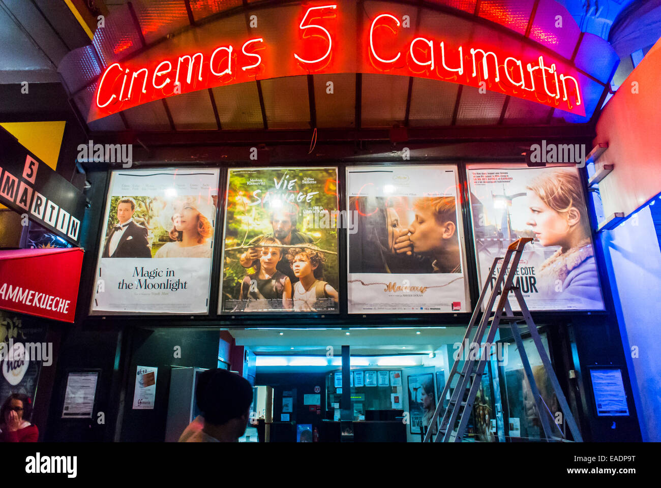 Paris, France, Front, French Independent Cinema Vintage Theatre, Neon ...