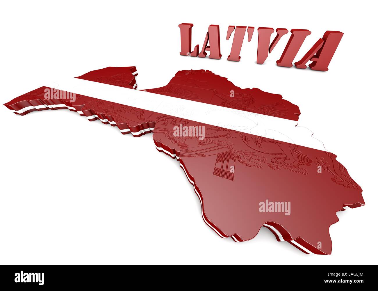 3D Illustration Carte de la Lettonie et Drapeau letton Photo Stock - Alamy