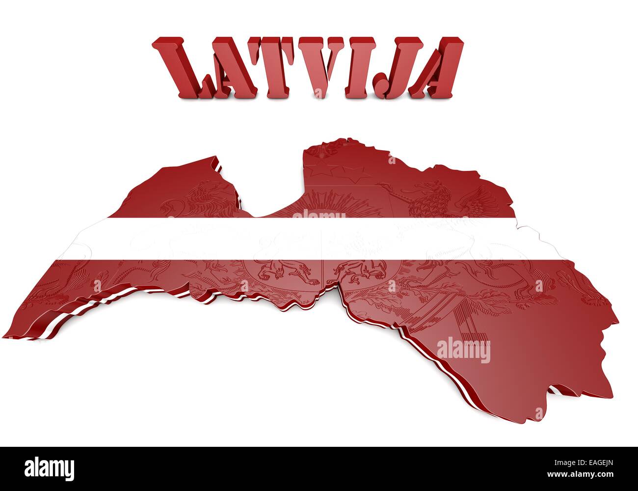 3D Illustration Carte de la Lettonie et Drapeau letton Photo Stock - Alamy