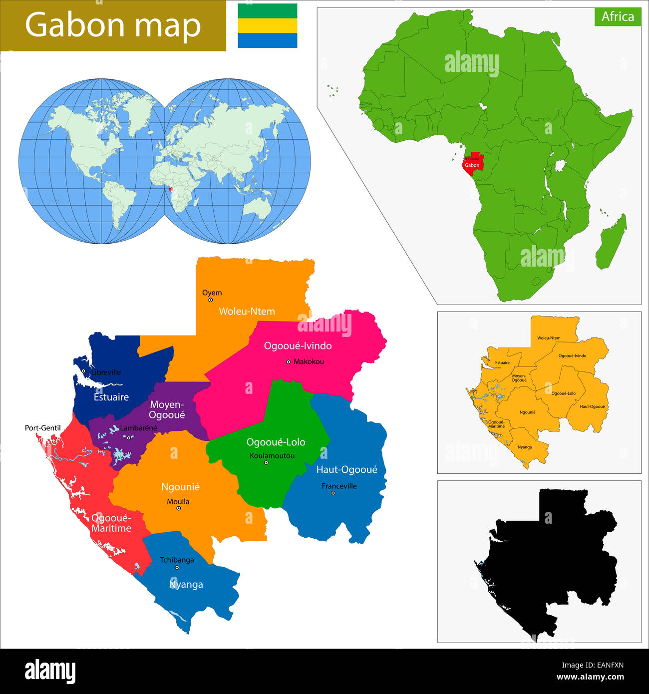 Carte du Gabon Photo Stock - Alamy