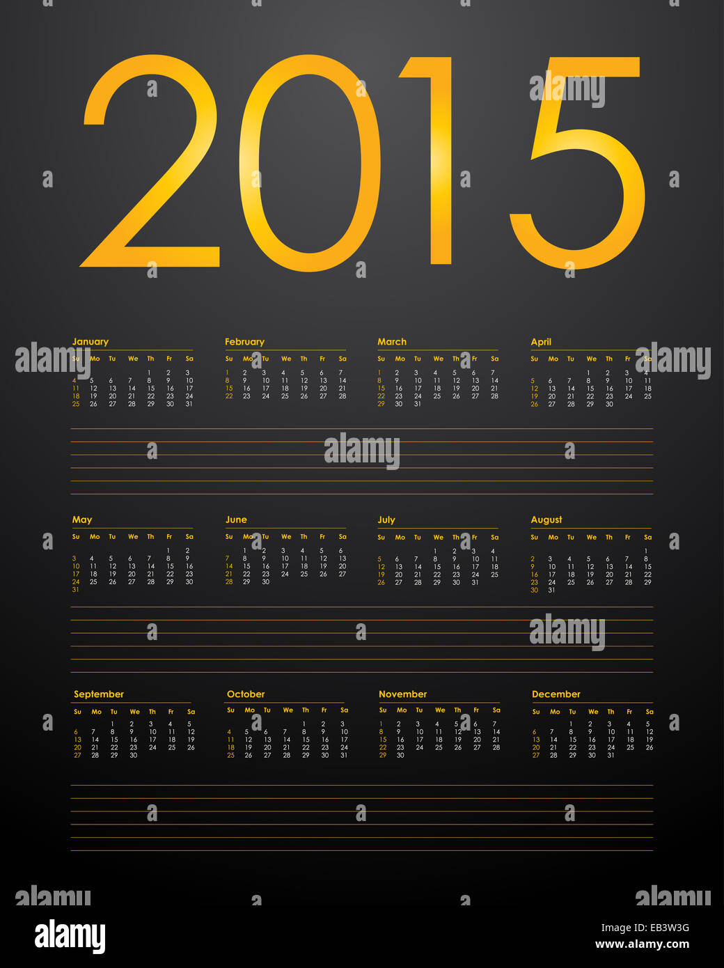 Calendrier 2015 avec un design simple Banque de photographies et d ...