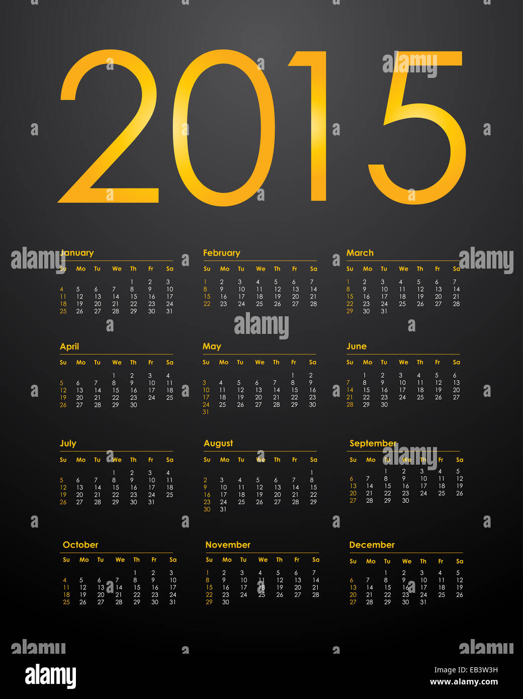 Calendrier 2015 avec un design simple Banque de photographies et d ...