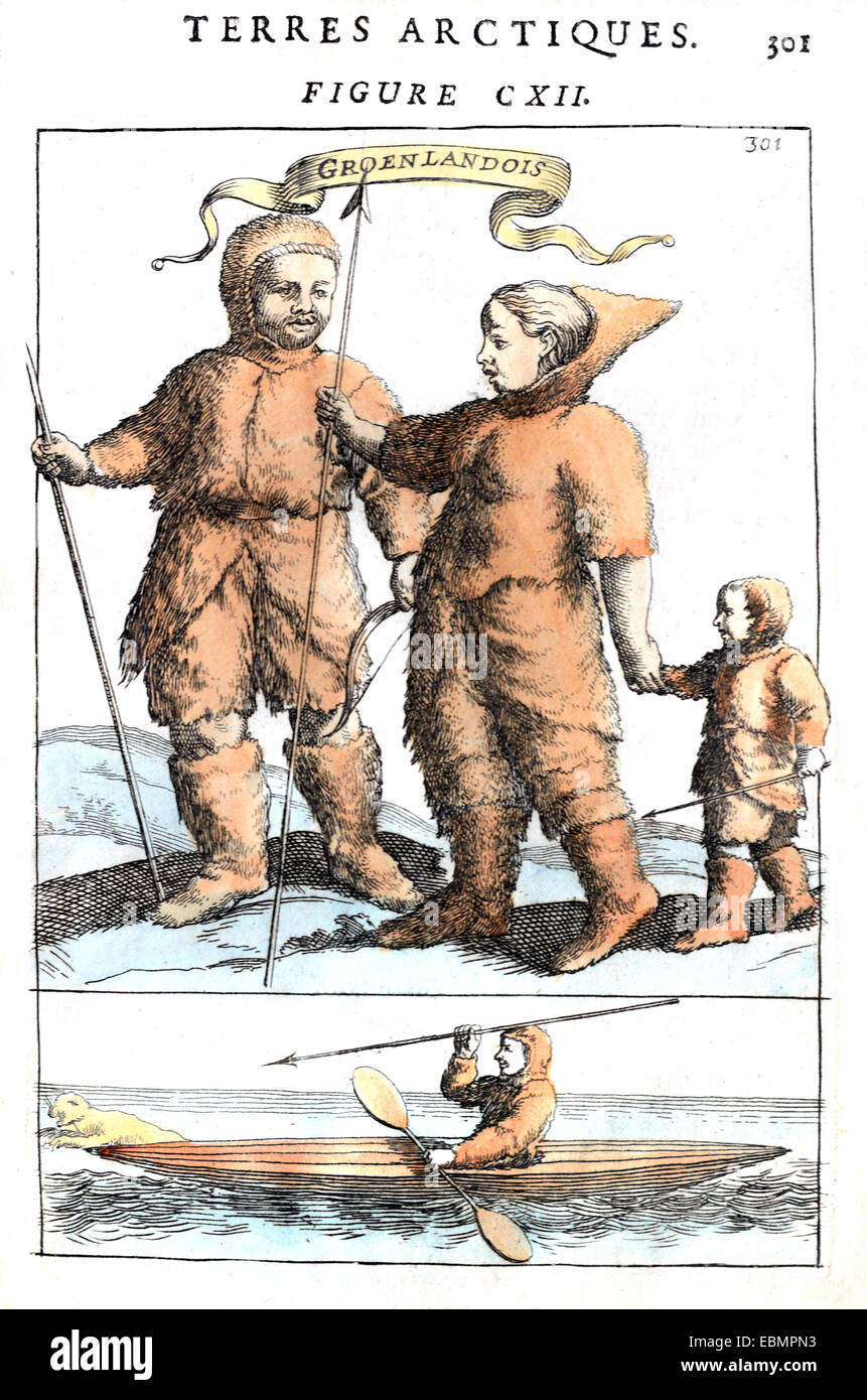 Les esquimaux Eskimo Inuit du Groenland ou de la famille Mallet 1703 ou ...